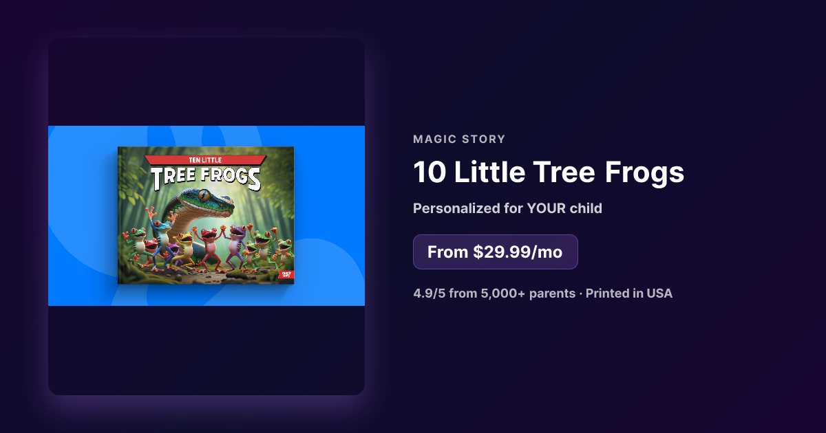 10 Little Tree Frogs | Pixar-Quality Personalized Book | Magic Story ...